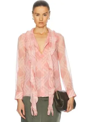 Burberry Long Sleeve Ruffle Top - Candy Ip Check
