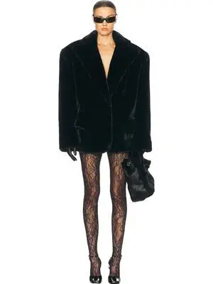 HELSA The Oslo Faux Fur Coat - Black