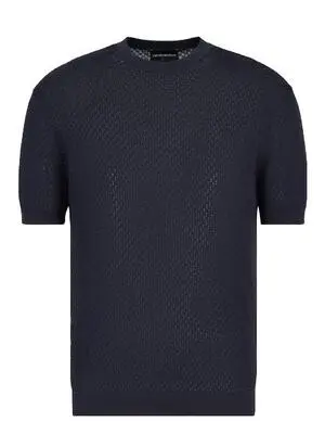 Emporio Armani Emporio Armani Micro-Pattern Jacquard Jumper Blue