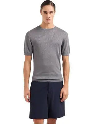 Emporio Armani Emporio Armani Micro-Pattern Jacquard Jumper Grey