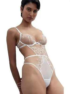 Victoria's Secret Bluebella Marisa Wired Bodysuit - White,ivory