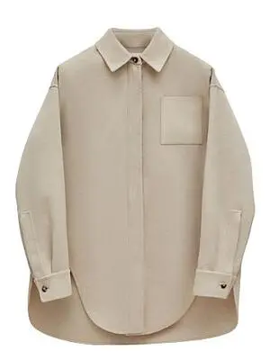 Loewe Anagram-pocket Brushed Wool-cashmere Blend Overshirt - Light Beige Melange