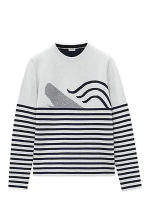 Loewe X Suna Fujita Stripe Brushed Wool Knitted Jumper - White/navy