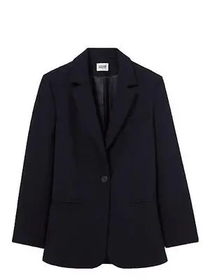 Claudie Pierlot Oversized Single-breasted Woven Blazer - Bleus