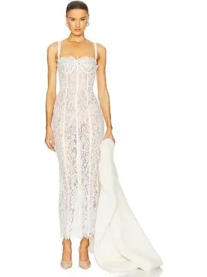 HELSA The Lace Column Dress - White