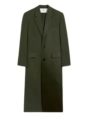Ami Rear-slit Long Coat - Green