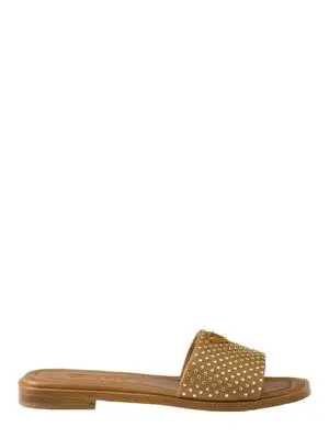 Prada Stud-embellished Leather Sandals - Brown