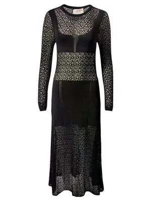 Alejandra Alonso Rojas Lace Knitted Maxi Dress - Black