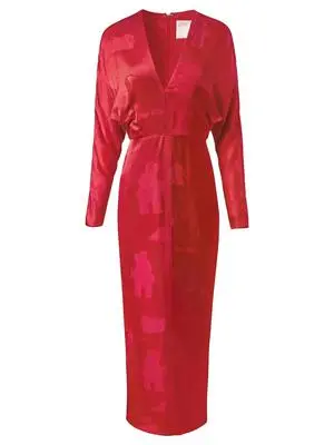 Alejandra Alonso Rojas Drape-sleeve Gown - Red