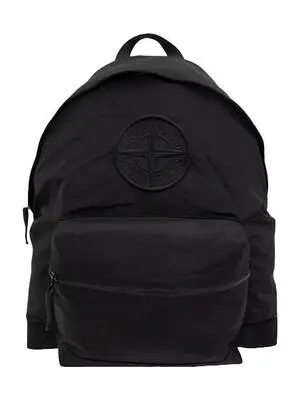 Stone Island Compass Embroidered Zipped Backpack - Black