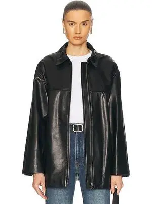 Nour Hammour Layne Sleek Leather Jacket - Black