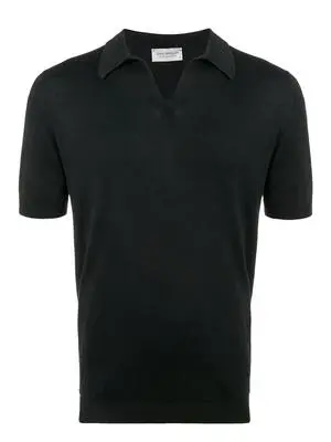 John Smedley Open-collar Polo Shirt - Black
