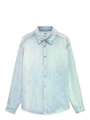 MSGM Washed-denim Overshirt - Blue
