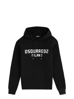 Dsquared2 Cool Fit Logo Hooded Sweatshirt - Black And White