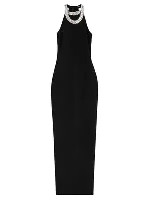 Balmain Crystal-embellished Halterneck Gown - Black