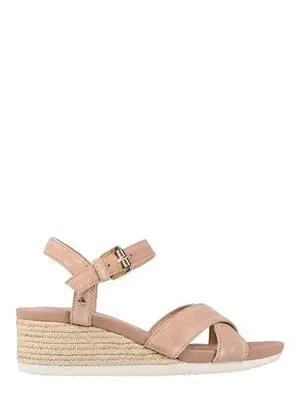 Geox Leather Wedge Espadrille Sandals - Pink