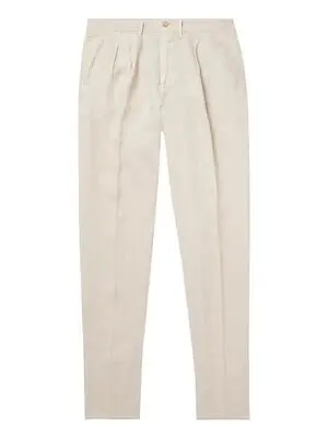 Boglioli Straight-leg Pleated Linen Trousers - Neutrals