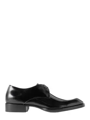 Saint Laurent Vadim Glossed-leather Derby Shoes - Black