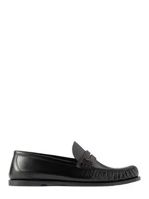 Saint Laurent Laurent Logo-embellished Leather Loafers - Black