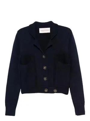Valentino Garavani Logo-buttons Cardigan - Blue