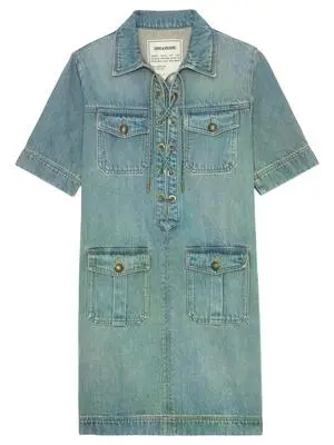 Zadig&Voltaire Denim Mini Shirt Dress - Blue