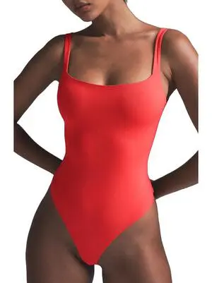 SKIMS SKIMS Fits Everybody Square Neck Bodysuit Cherry