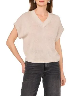Vince Camuto Metallic V-neck Sweater - Ivory Glow