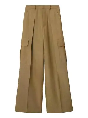 Burberry Wide-leg Wool Cargo Trousers - Brown