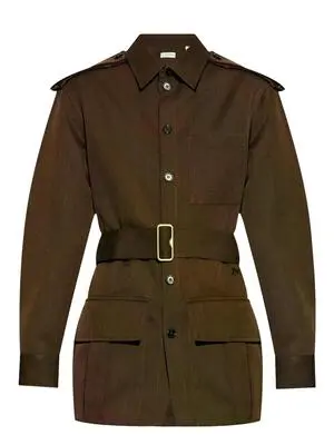 Burberry Belted-waist Buttoned Overshirt - Brown