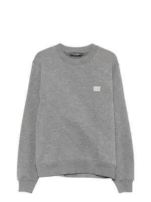 Dolce & Gabbana Logo-plaque Cotton Sweatshirt - Grey