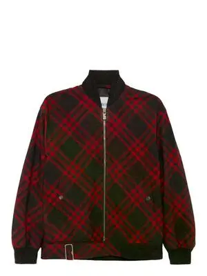 Burberry Vintage Check Wool Blend Bomber Jacket - Red