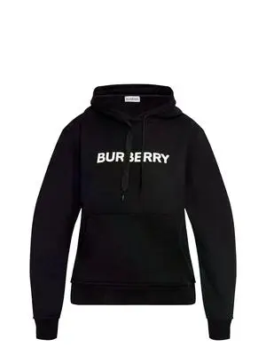 Burberry Logo Cotton Hoodie - Black