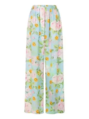 Moschino Floral-print Palazzo Pants - Blue
