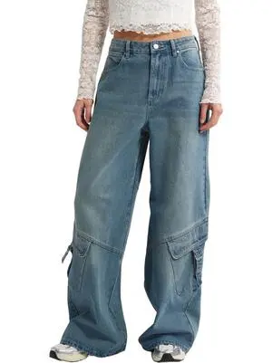 PTCL High-waist Baggy Cargo Jeans - Indigo