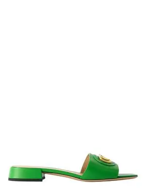 Valentino Garavani Vlogo Embellished Leather Slides - Green