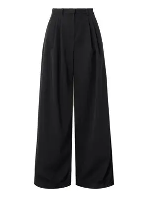 Magda Butrym Pleated Wool-twill Wide-leg Pants - Black
