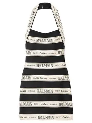 Balmain Striped Jacquard-knit Mini Dress - Black
