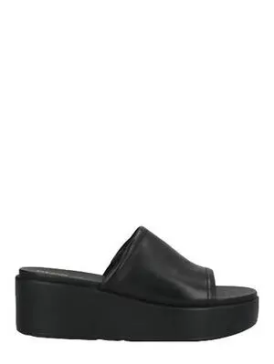 Geox Leather Slide Sandals - Black