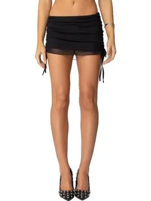 EDIKTED EDIKTED Joy Low Rise Mesh Miniskirt Black