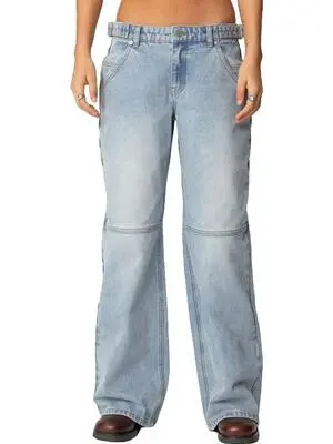 EDIKTED Shai Low Rise Carpenter Jeans - Light-blue