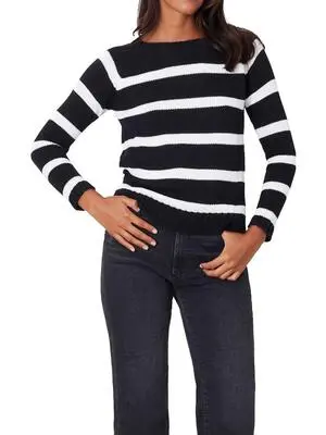 PANEROS CLOTHING Sloane Stripe Crewneck Sweater - Black Stripe