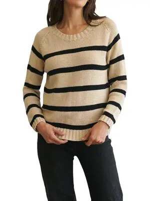 PANEROS CLOTHING Sloane Stripe Crewneck Sweater - Sand Stripe
