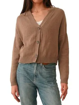 PANEROS CLOTHING Diana Cropped Cardigan - Mocha