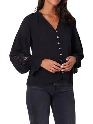 PANEROS CLOTHING Stevie Embroidered Blouse - Black
