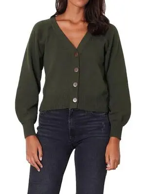 PANEROS CLOTHING Cropped Cotton Cardigan - Forest Green