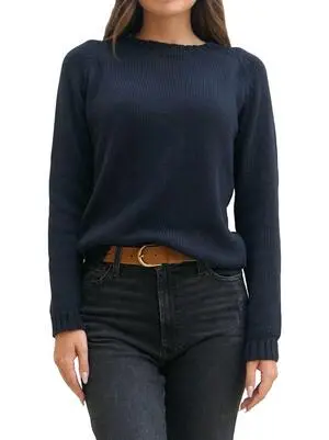 PANEROS CLOTHING Sloane Cotton Crewneck Sweater - Midnight Navy