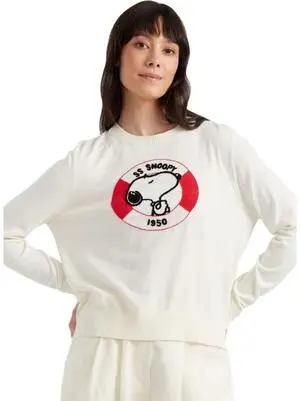 Chinti & Parker Snoopy Nautical Breton Sweater - Cream