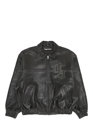 Supreme Gem Studded Leather Jacket - Black