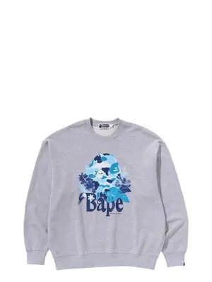 A BATHING APE BAPE Floral Ape Head Crewneck Grey