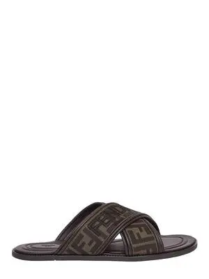 Fendi Ff Motif Slides - Brown